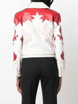 Philipp Plein Cowboy Intarsia Leather Jacket