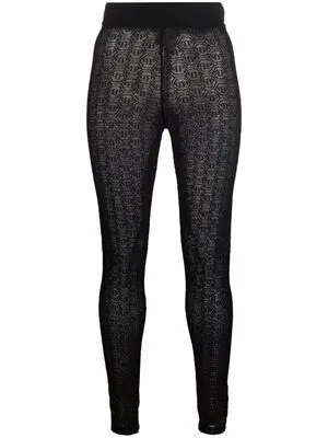 Philipp Plein Tulle Monogram Leggings - Black