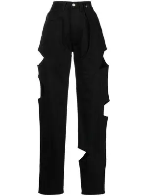 HELIOT EMIL Asymmetric Cut-out Straight Leg Jeans