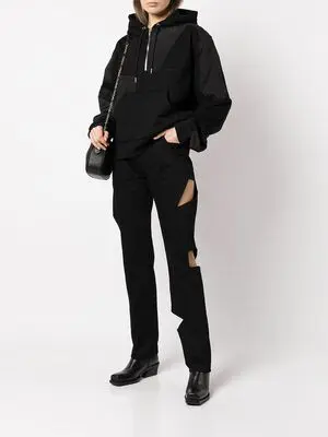 HELIOT EMIL Asymmetric Cut-out Straight Leg Jeans