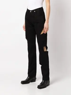 HELIOT EMIL Asymmetric Cut-out Straight Leg Jeans