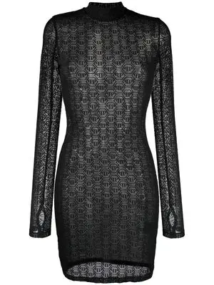 Philipp Plein Monogram Tulle Mini Dress