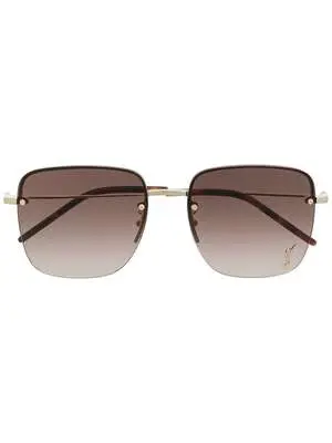Saint Laurent Logo-plaque Tinted Sunglasses - Brown