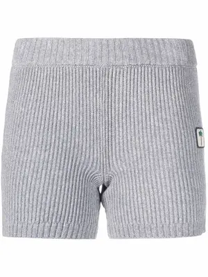 Palm Angels Patch-detail Ribbed-knit Shorts