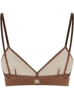 Dolce & Gabbana V-neck Logo Bralette - Brown