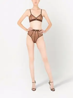 Dolce & Gabbana V-neck Logo Bralette - Brown