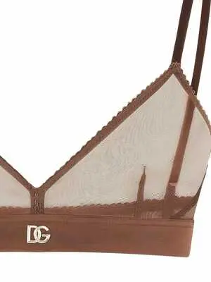 Dolce & Gabbana V-neck Logo Bralette - Brown