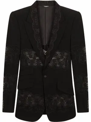 Dolce & Gabbana Lace-panel Single-breasted Blazer