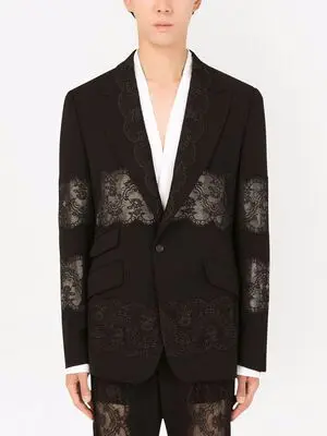 Dolce & Gabbana Lace-panel Single-breasted Blazer