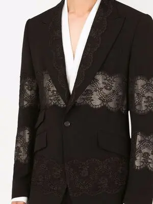 Dolce & Gabbana Lace-panel Single-breasted Blazer