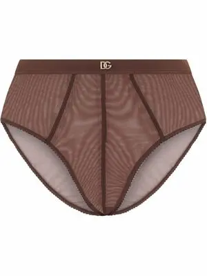 Dolce & Gabbana High-waisted Logo Briefs - Brown