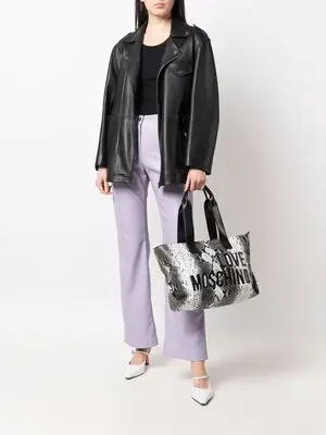 Moschino Snake-effect Logo-detail Tote Bag