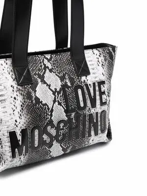 Moschino Snake-effect Logo-detail Tote Bag