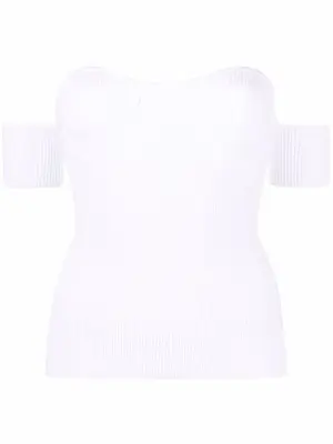 Helmut Lang Rib-knit Off-shoulder Top - White