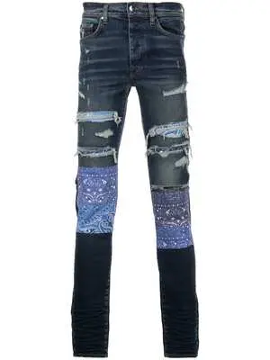 Amiri Bandana Artpatch Skinny Jeans