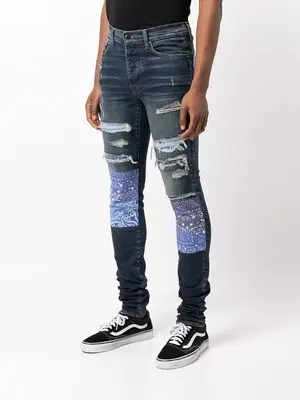 Amiri Bandana Artpatch Skinny Jeans