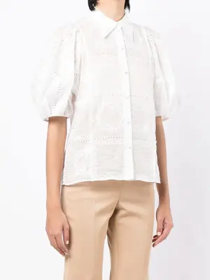 Chloé Embroidered Puff-sleeve Shirt