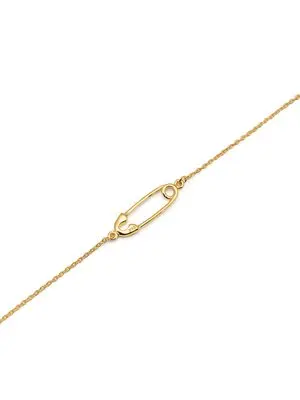 TRUE ROCKS Safety Pin Charm Bracelet - Gold