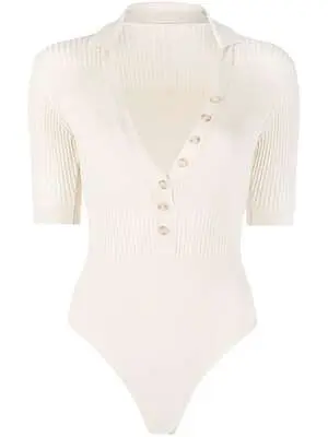 JACQUEMUS V-neck Knitted Bodysuit