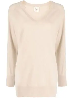 PAULA V-neck Cashmere Jumper - Neutrals
