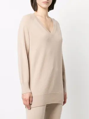 PAULA V-neck Cashmere Jumper - Neutrals