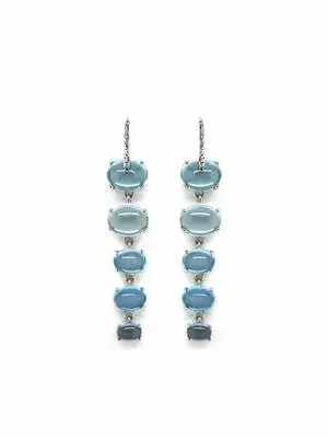 MAVIADA 18kt White Gold Topaz And Diamond Earrings - Silver