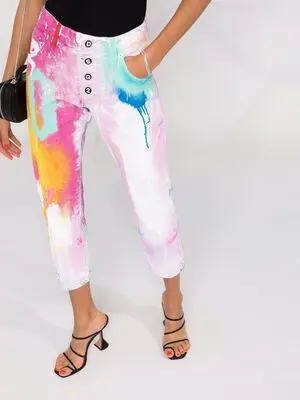 Dsquared2 Paint Splatter Detail Cropped Trousers