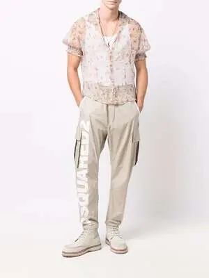 Dsquared2 Sheer Puff-sleeve Floral-print Shirt