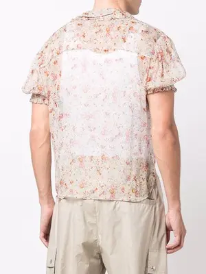 Dsquared2 Sheer Puff-sleeve Floral-print Shirt