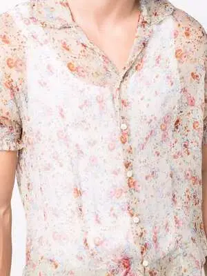 Dsquared2 Sheer Puff-sleeve Floral-print Shirt