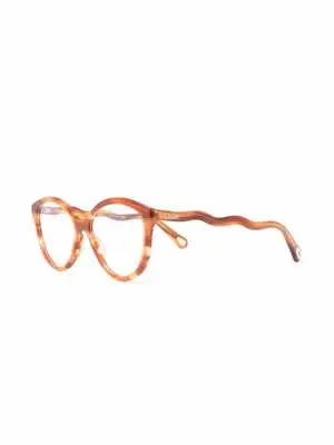 Chloé Wave-arm Round Tortoiseshell Glasses