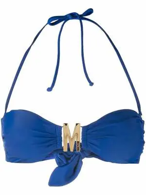 Moschino Logo-plaque Bandeau Bikini Top - Blue