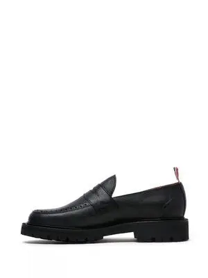 Thom Browne Rwb Stripe Leather Loafers - Black