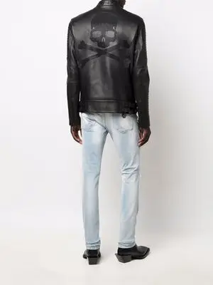 Philipp Plein Crystal Skull Biker Jacket