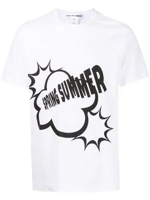 Comme Des Garçons Slogan-print Cotton T-shirt - White