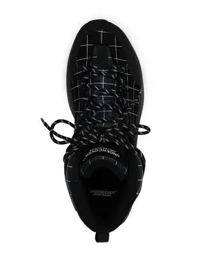Undercover Lace-up Checked Ankle Boots - Black