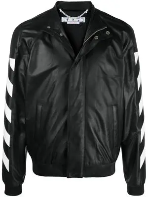 Off-White Diag-stripe Leather Jacket