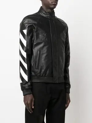 Off-White Diag-stripe Leather Jacket