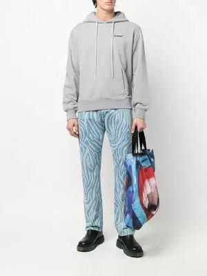 Off-White Logo-embroidered Organic Cotton Hoodie