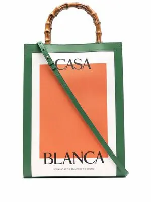 Casablanca Logo-print Bamboo-handle Tote Bag - Orange