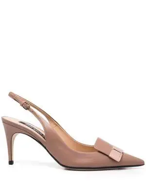 SERGIO ROSSI Plaque-detail Slingback Pumps - Neutrals