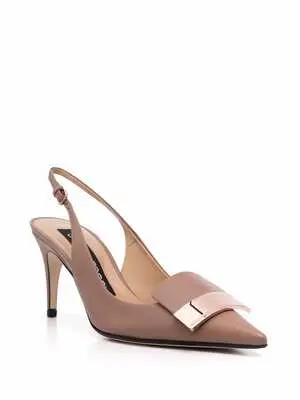 SERGIO ROSSI Plaque-detail Slingback Pumps - Neutrals
