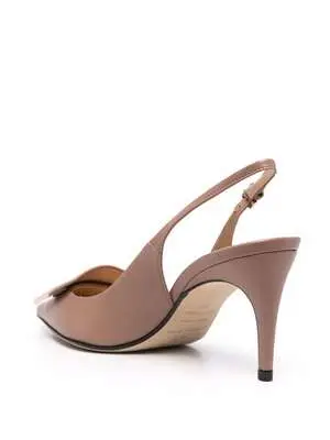 SERGIO ROSSI Plaque-detail Slingback Pumps - Neutrals