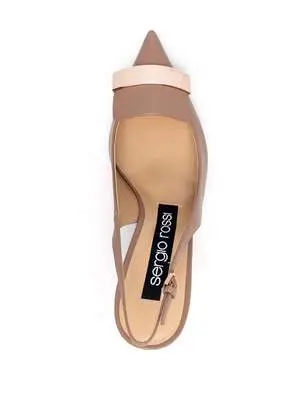 SERGIO ROSSI Plaque-detail Slingback Pumps - Neutrals