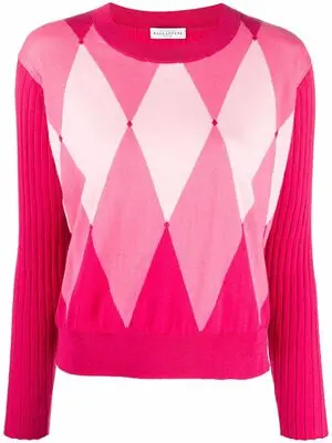 BALLANTYNE Argyle-intarsia Knitted Jumper - Pink