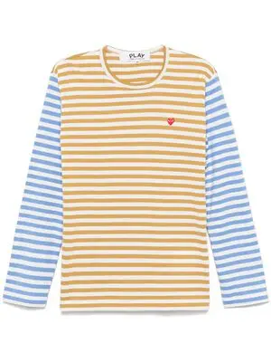 Play Comme Des Garcon Striped Long-sleeve T-shirt - Blue