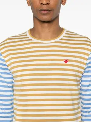 Play Comme Des Garcon Striped Long-sleeve T-shirt - Blue