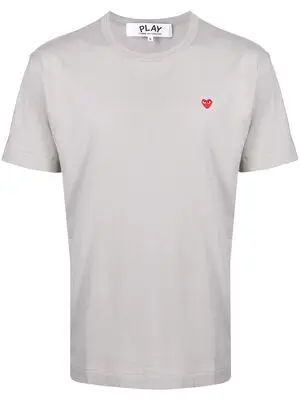 Play Comme Des Garcon Heart-patch Short-sleeve T-shirt - Grey