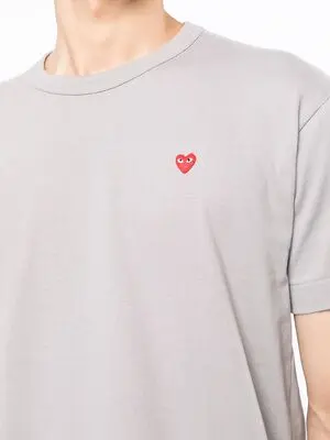 Play Comme Des Garcon Heart-patch Short-sleeve T-shirt - Grey