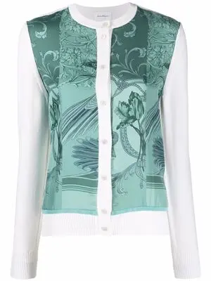 FERRAGAMO Floral-print Buttoned Cardigan - White